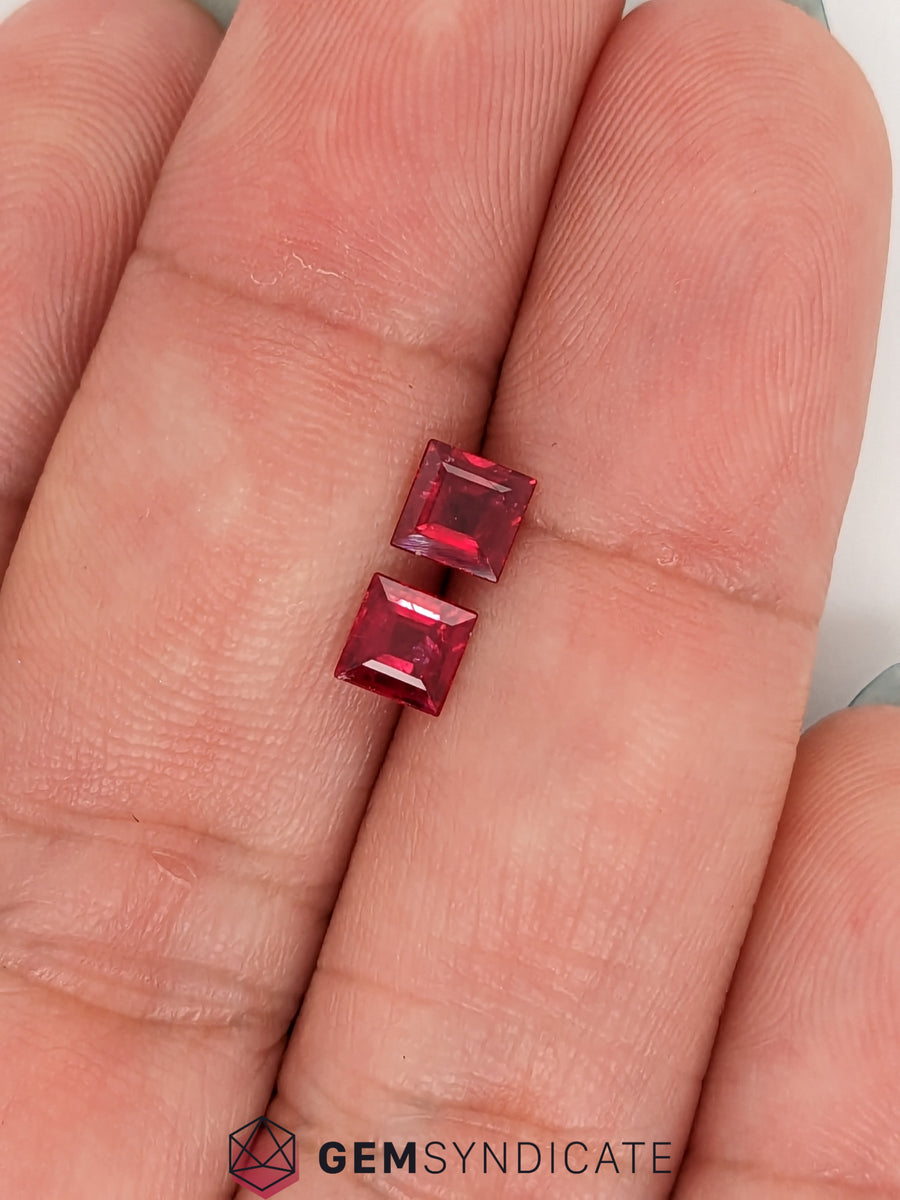 Lovely Square Red Ruby Pair 0.98ctw – The Gem Syndicate